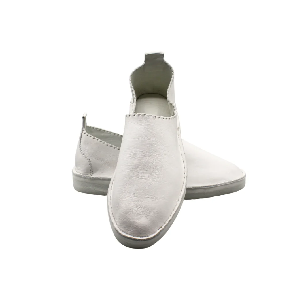 Babouche Marocaine en Cuir Blanche - Bagha Shoes